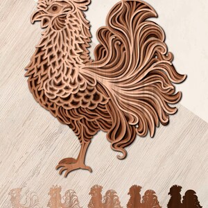 Multilayer Rooster - Chicken Laser Cut File 3D Layered Rooster Layered ...