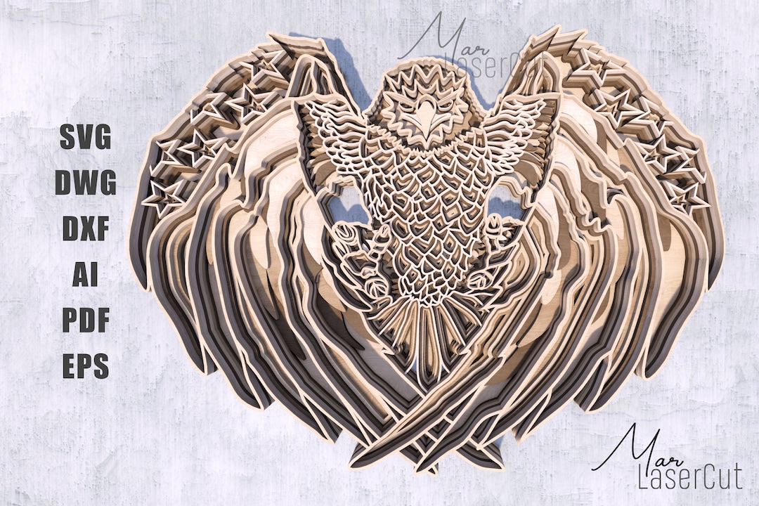 Multilayer American Eagle Laser Cut File 3D Layered Eagle Layered Dxf ...