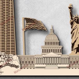 Multilayer USA Landmarks Laser Cut File 3D Layered United States ...