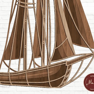Sailing Boat Laser Cut 3D File SVG Multilayer Sailboat Laser Cut File ...
