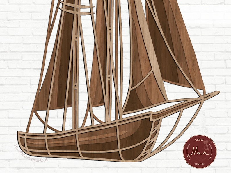 Sailing Boat Laser Cut 3D File SVG Multilayer Sailboat Laser - Etsy