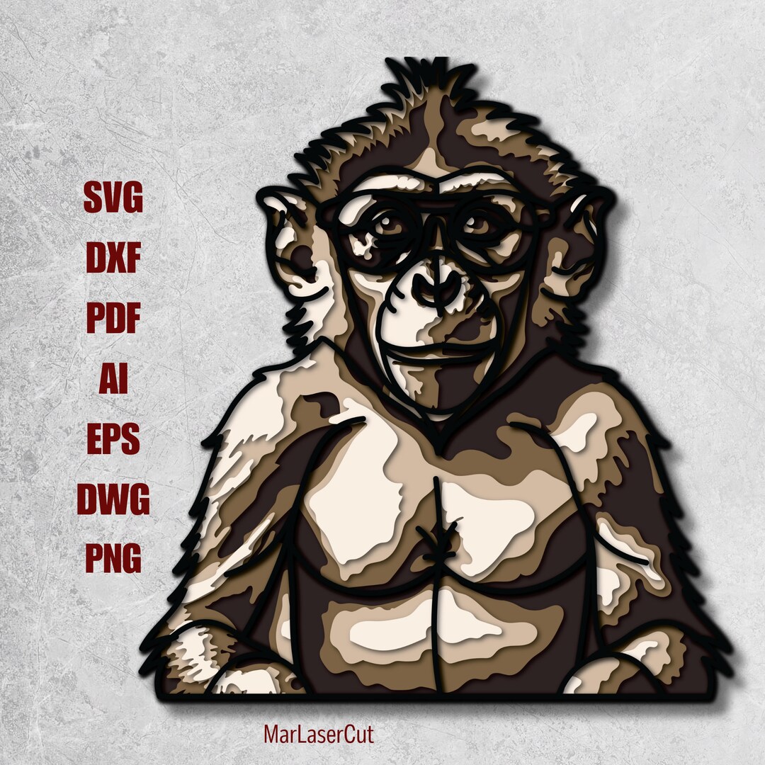 Monkey Layered SVG Ape Svg Cut File 3d Layer Monkey Mandala SVG Paper ...