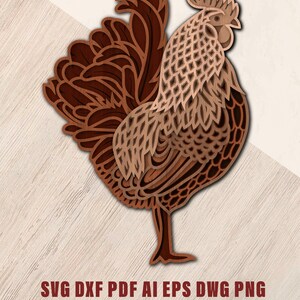 Multilayer Rooster Chicken Laser Cut File 3D Layered Rooster Layered ...