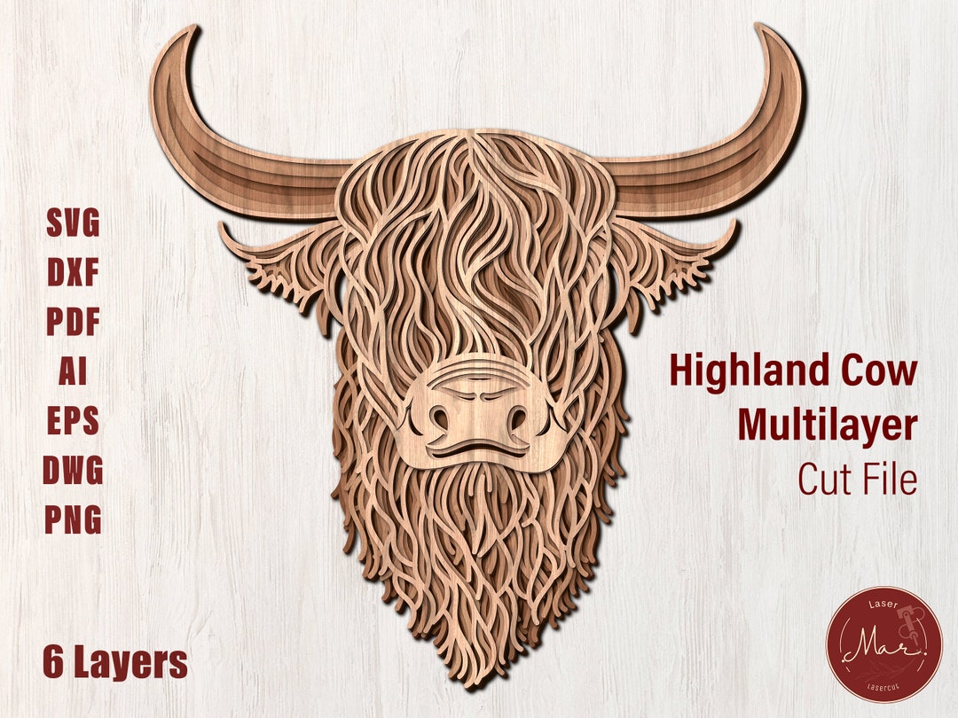 Multilayer Highland Cow Laser Cut File 3D Layered Cow Layered - Etsy