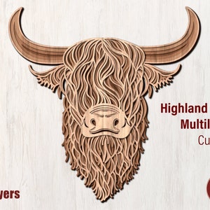 Multilayer Highland Cow Laser Cut File Highland Cow SVG Layered Svg ...