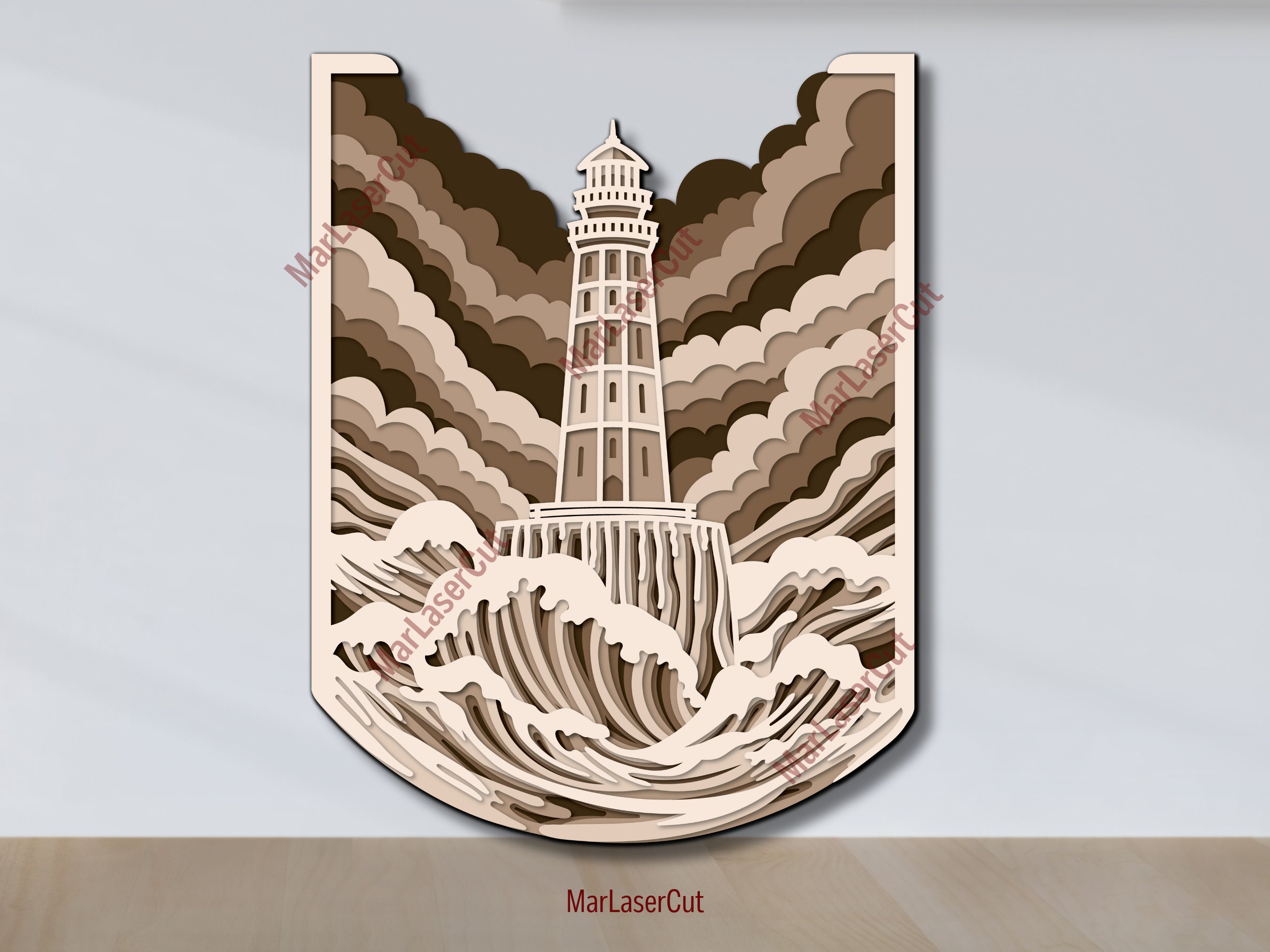 Lighthouse Layered SVG Nautical Art SVG Cut File 3d Layer Decorative ...