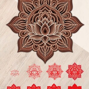 Multilayer Lotus Mandala Laser Cut File 3D Lotus Mandala Layered Dxf ...