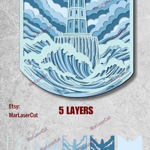 Lighthouse Layered SVG Nautical Art SVG Cut File 3d Layer Decorative ...
