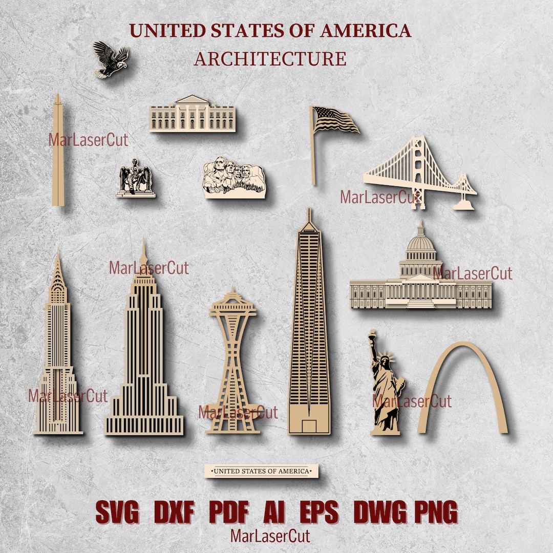 Multilayer Individual USA Landmarks Laser Cut File 3D Layered United ...