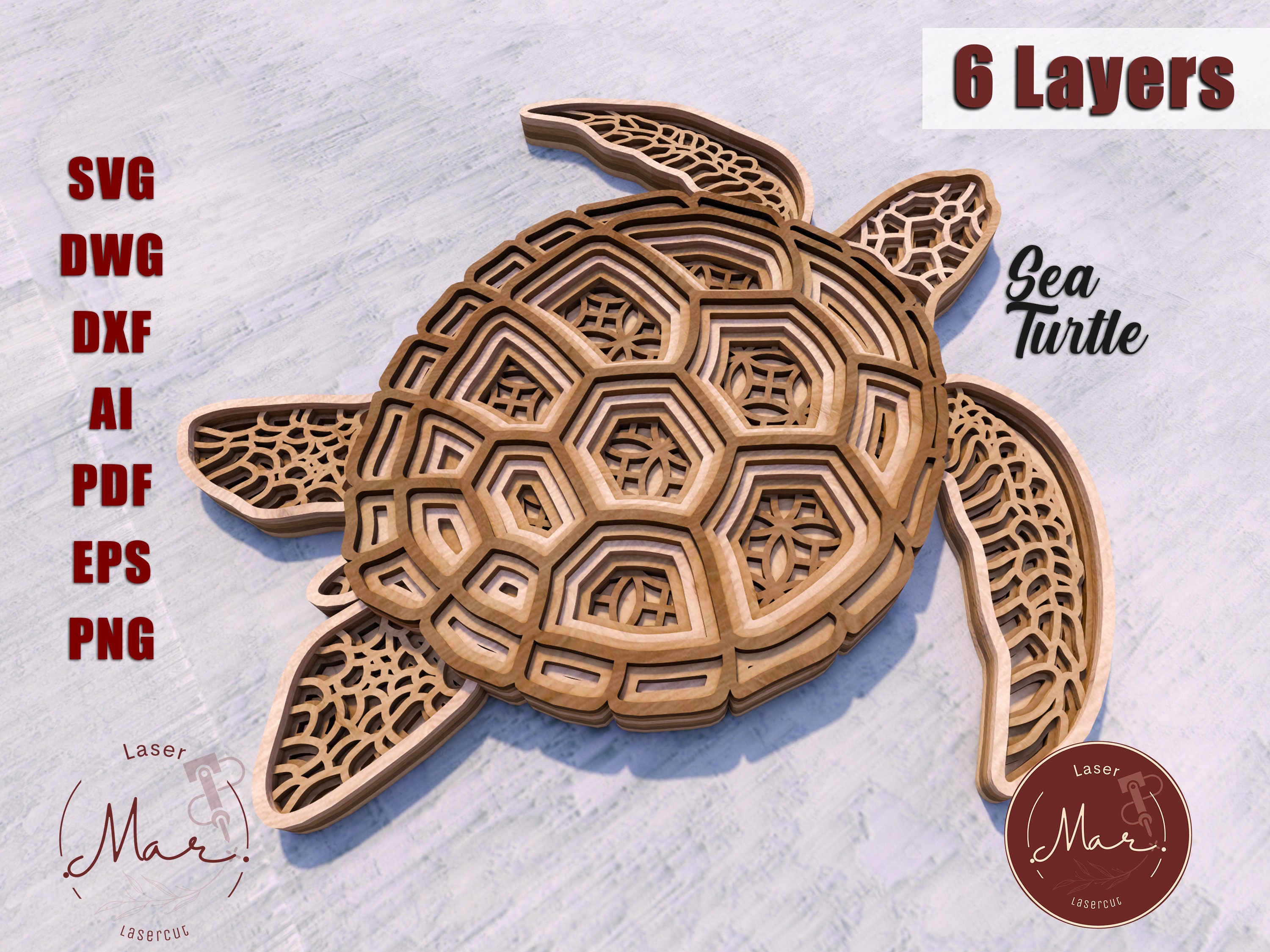 Sea Turtle Laser Cut File Multilayer SVG Instant Download - Etsy Canada