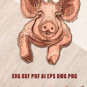 Multilayer Farm Pig Laser Cut File 3D Layered Pig Layered Dxf Plywood ...