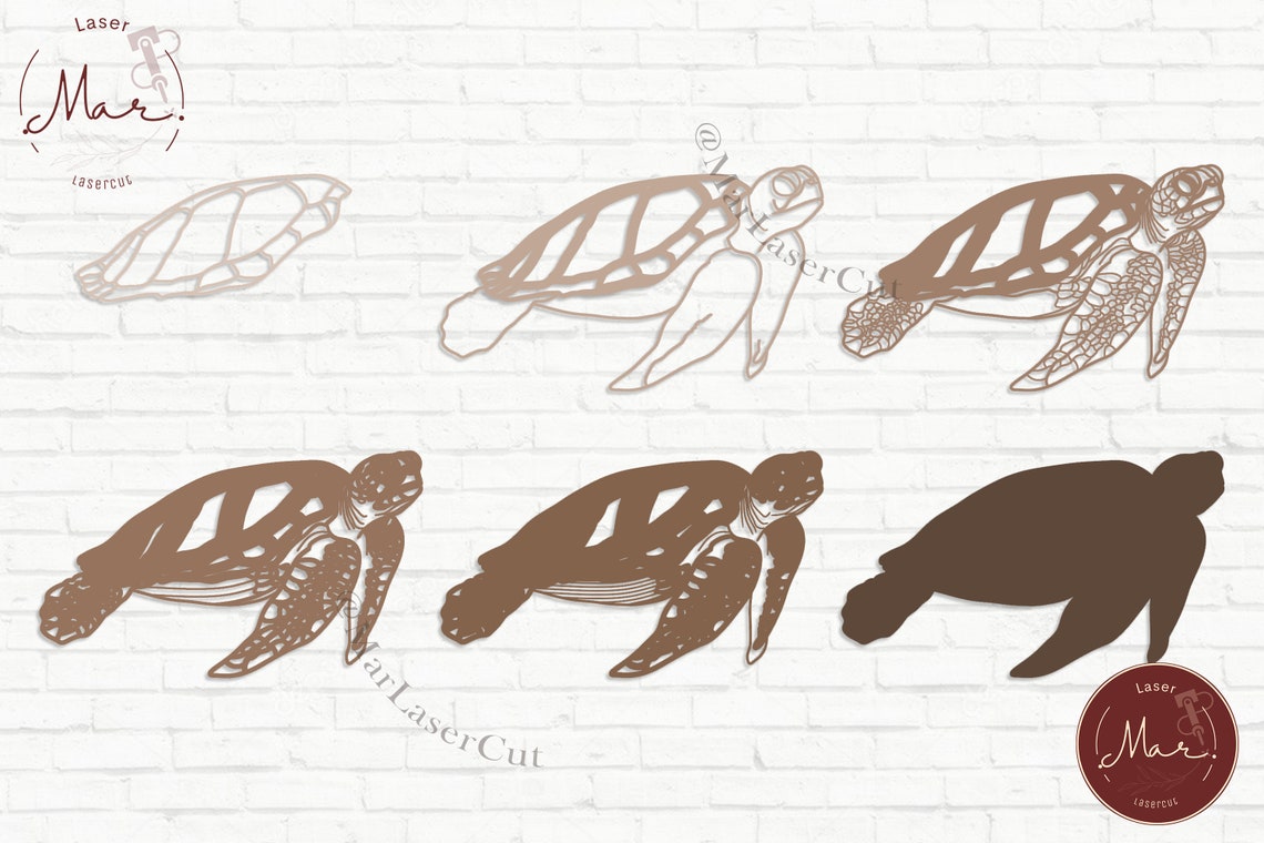 Layered Sea Turtle Laser Cut 3D File SVG Instant Download - Etsy Australia