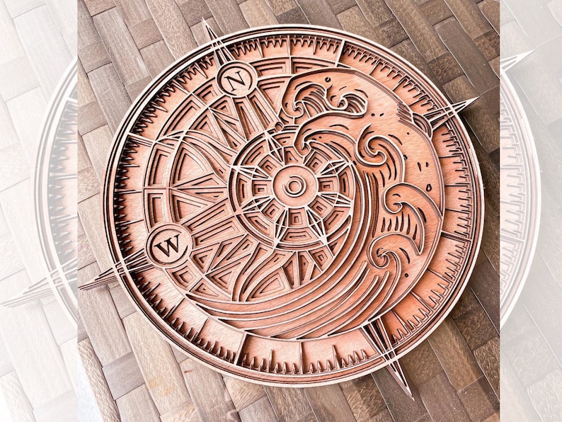 Multilayer Nautical Compass Laser Cut 3D File Layered Nautical - Etsy