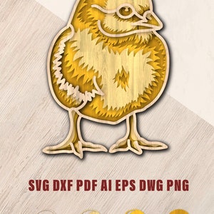 Multilayer Chick Laser Cut File 3D Layered Baby Chicken Layered Dxf Dwg ...