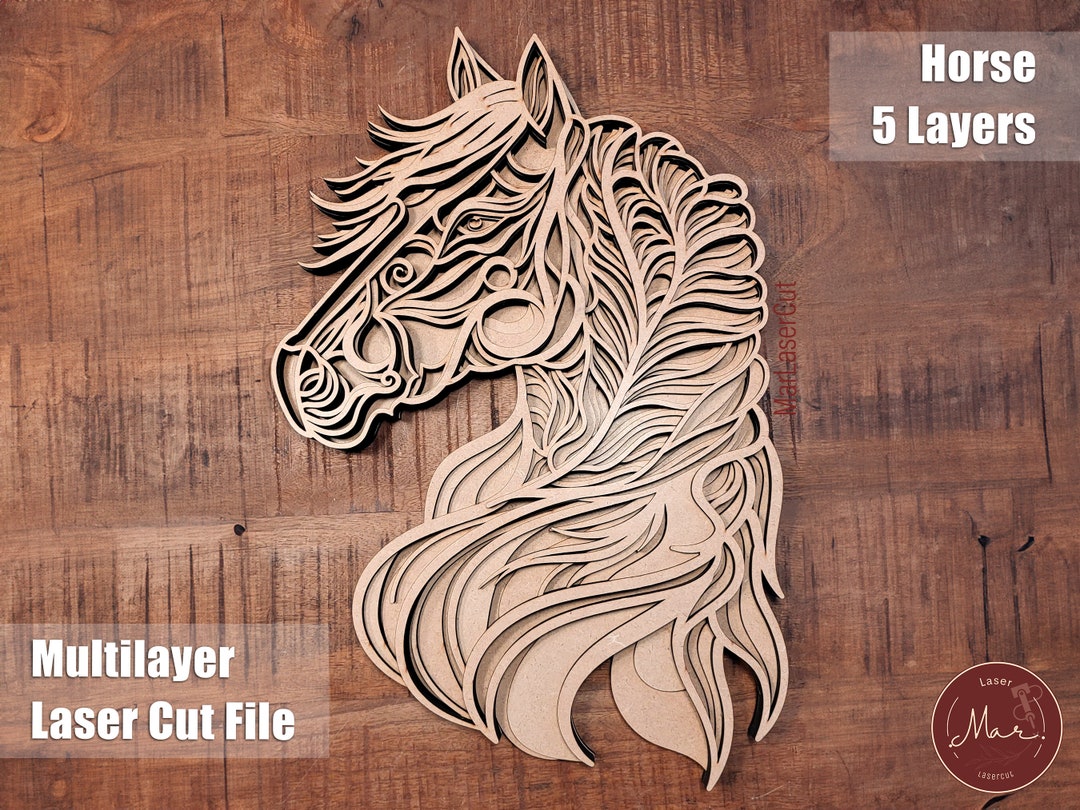 Multilayer Horse Laser Cut File 3D Horse Mandala Layered Dxf Dwg ...