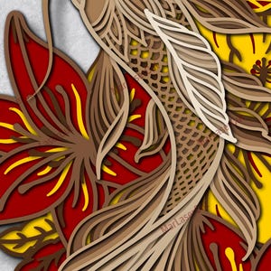 Multilayer Koi Fish Laser Cut File Layered Koi 3D Mandala SVG for ...