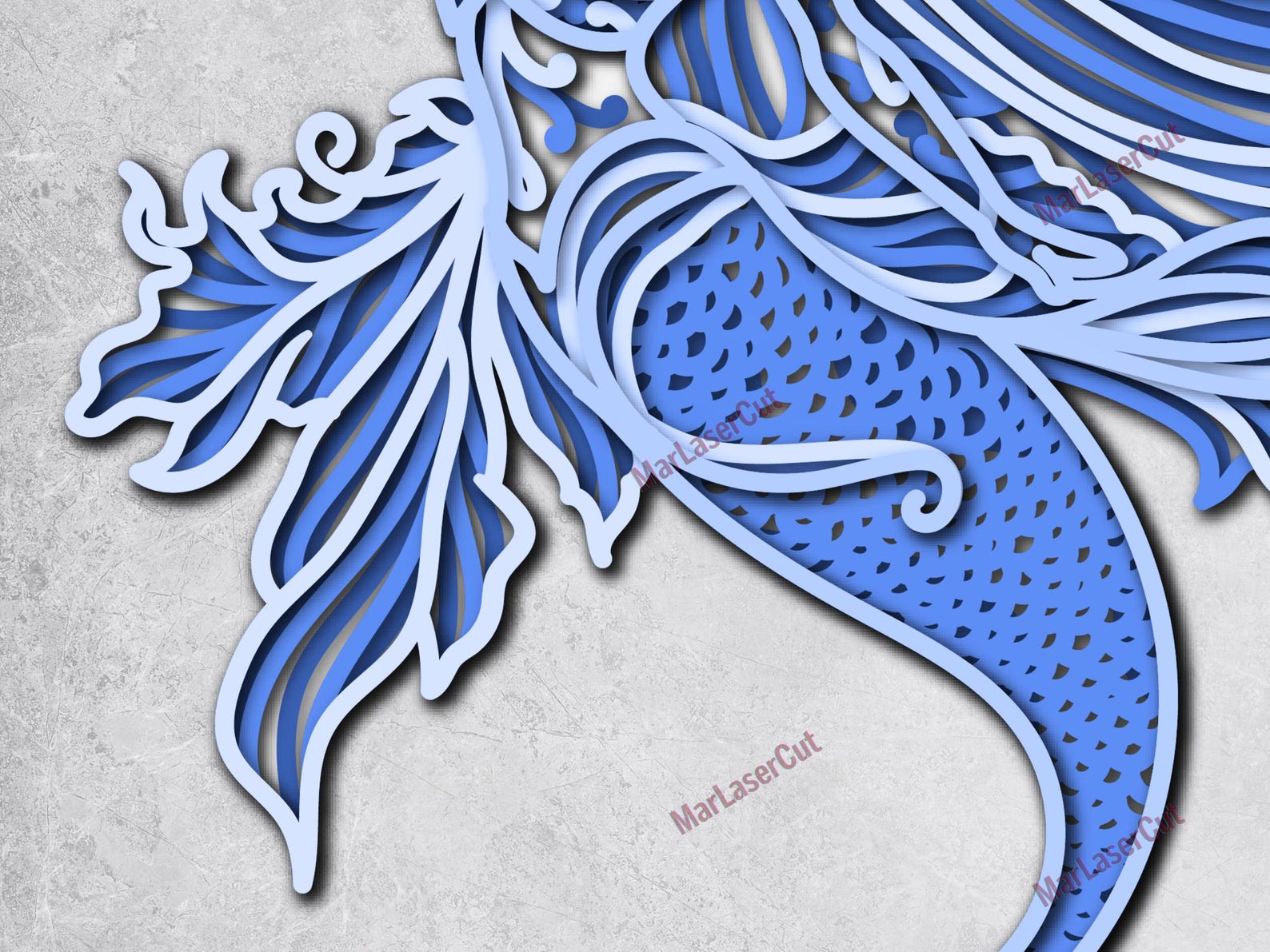 Multilayer Mermaid SVG Laser Cut, Layered Panel for Paper Cut, Coastal ...