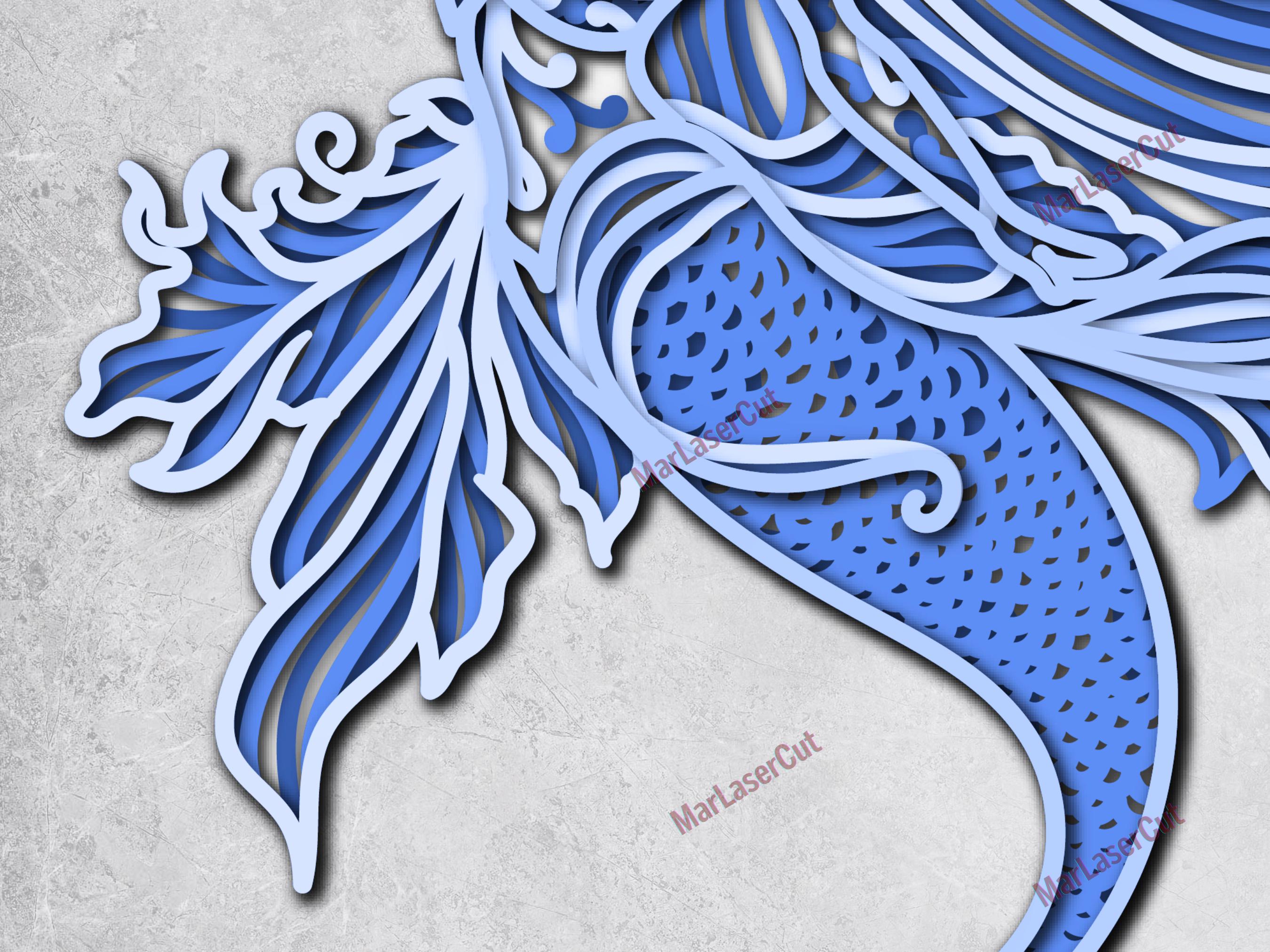 Multilayer Mermaid SVG Laser Cut, Layered Panel for Paper Cut, Coastal ...