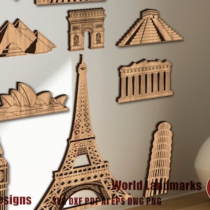 Multilayer Individual World Landmarks Laser Cut File 3D Layered World ...
