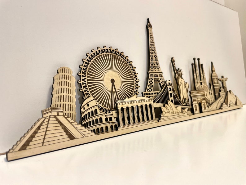 Multilayer World Landmarks Laser Cut File 3D Layered World Monuments ...