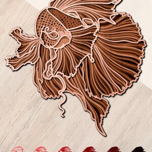 Multilayer Betta Fish Laser Cut Digital File Layered 3D Wood Mandala ...