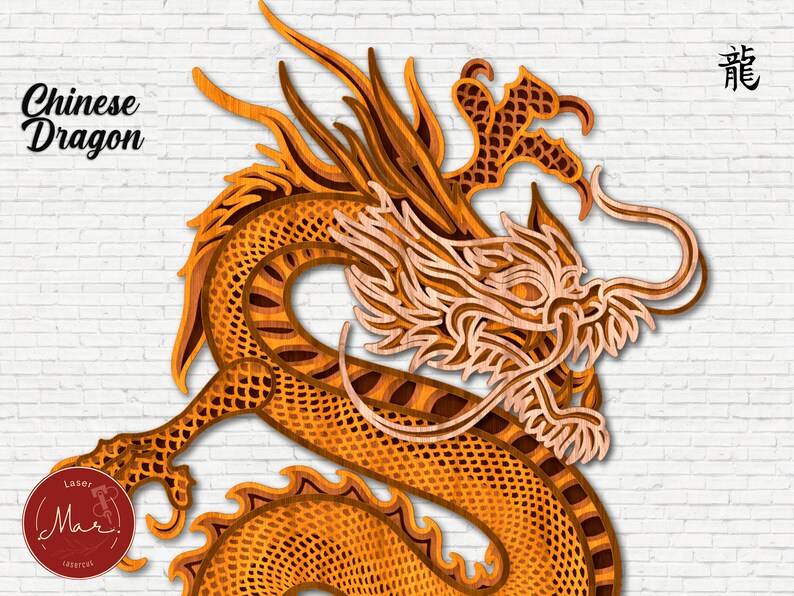 Multilayer Chinese Dragon Laser Cut File SVG Laser Cutting Dragon DXF ...