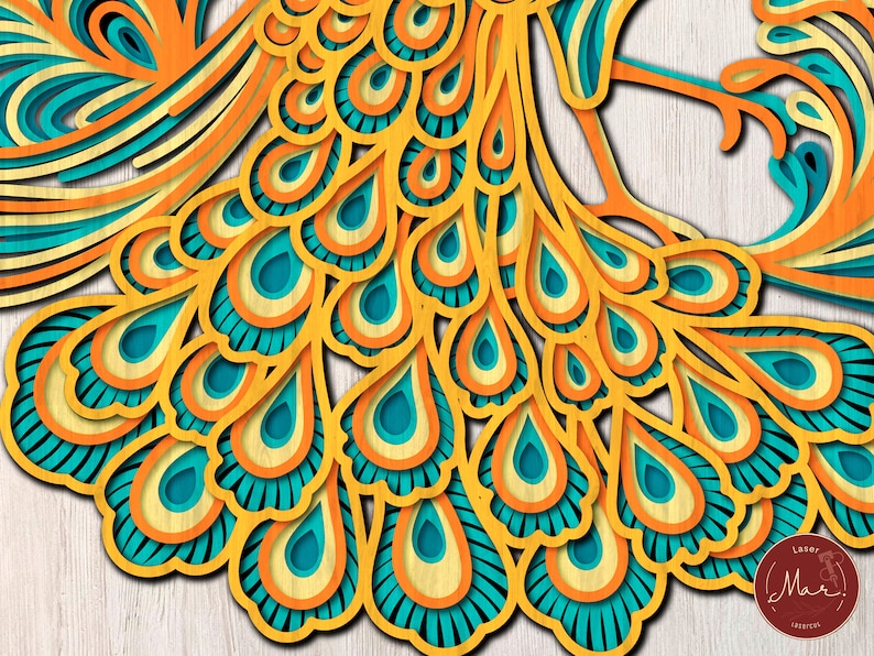 Multilayer Peacock Laser Cut File 3D Layered Peacock Layered Dxf Dwg ...