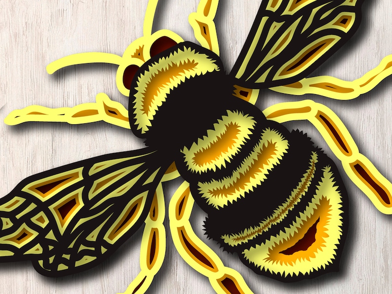 Layered Bee Laser Cut File Bee SVG 3D Instant Download Multi Layer Bee ...