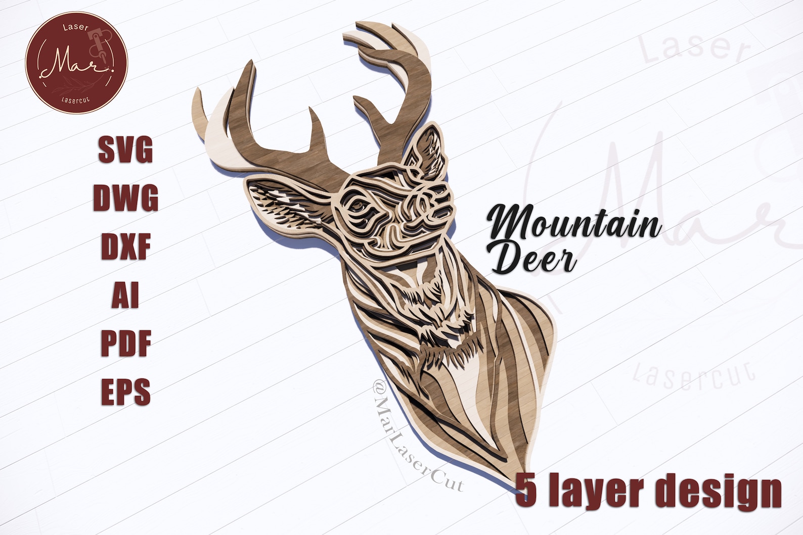 Multilayer Mountain Deer Laser Cut File Deer 3D Laser File SVG Layered ...