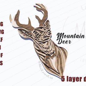 Multilayer Mountain Deer Laser Cut File Deer 3D Laser File SVG Layered ...