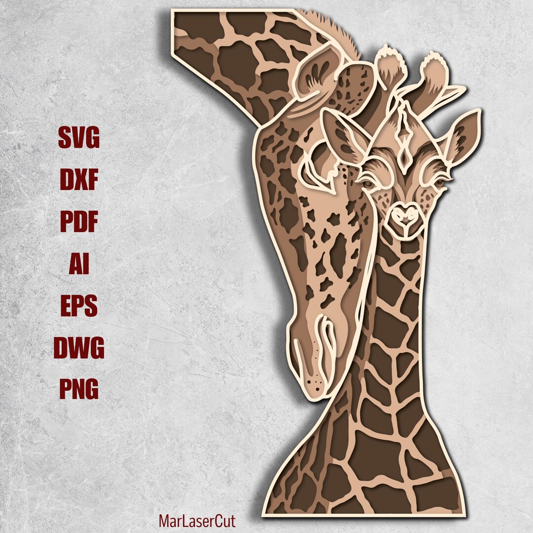 Multilayer Giraffe Laser Cut File 3D Giraffe Mandala Layered Dxf Dwg ...