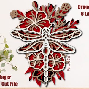 Dragonfly Layered SVG Dragonfly Svg Cut File 3d Layer Dragonfly Mandala ...
