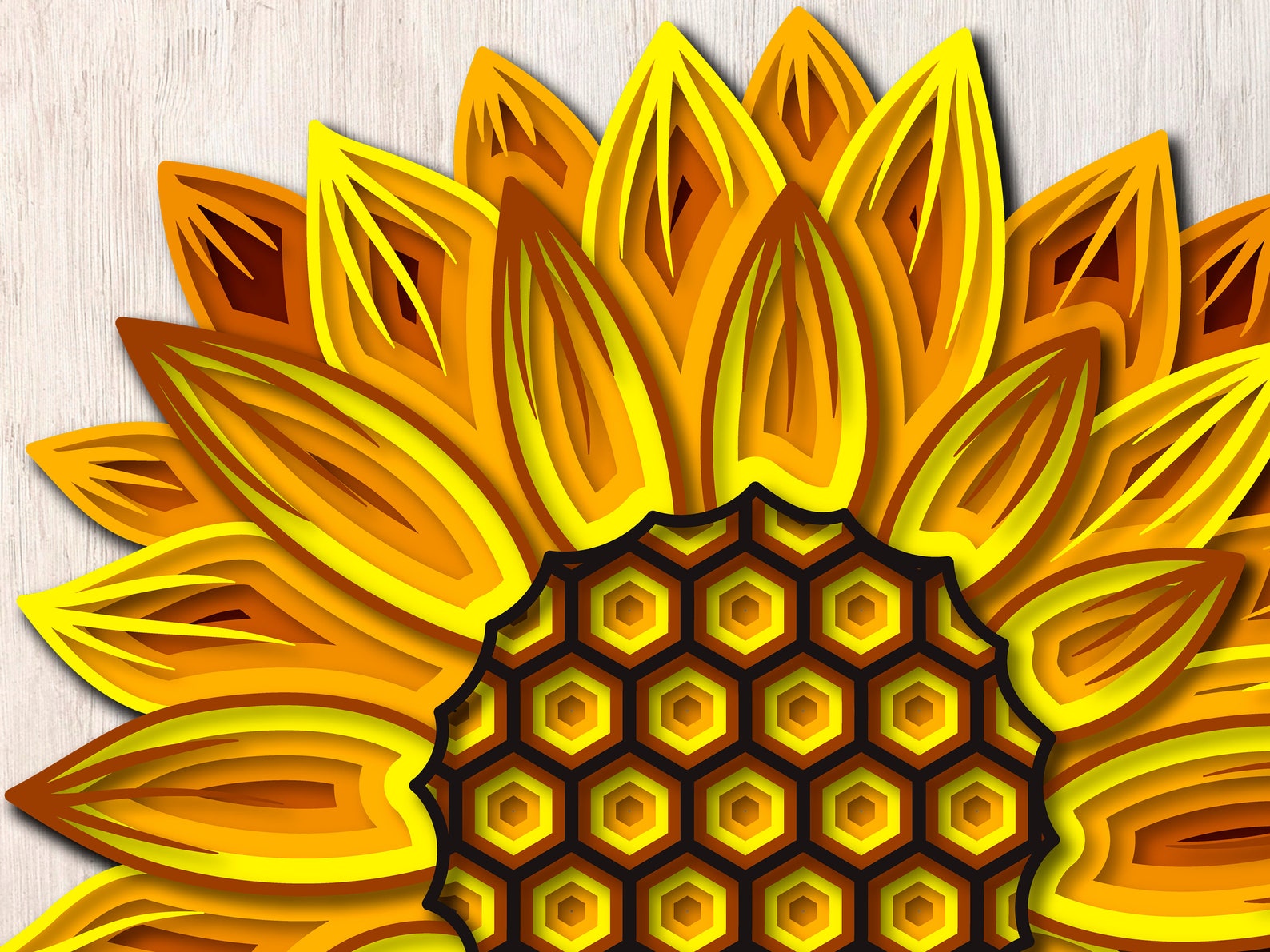 Bee Sunflower Laser Cut 3D File Multilayer Sunflower SVG Instant ...