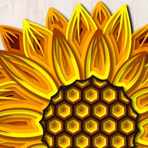 Bee Sunflower Laser Cut 3D File Multilayer Sunflower SVG Instant ...