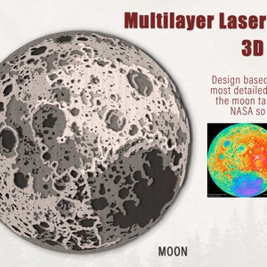 4 Layers Multilayer Full Moon Laser Cut 3D File SVG Detailed Moon Laser ...