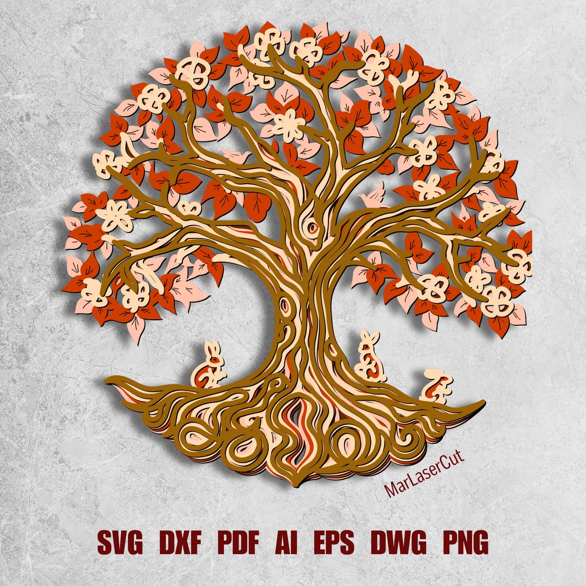 Tree of Life Layered SVG Tree of Life SVG Cut File 3d Layer Tree of ...