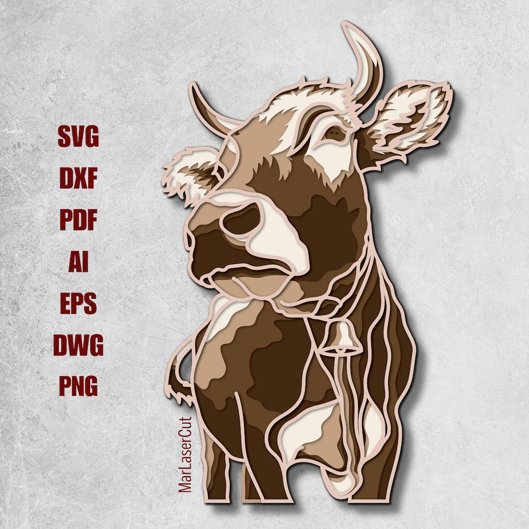 Layered Farm Cow SVG: 3D Laser Cut File (digital Download) - Etsy