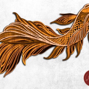 Multilayer Koi Fish Laser Cut File SVG Japanese Laser Cut Fish SVG ...