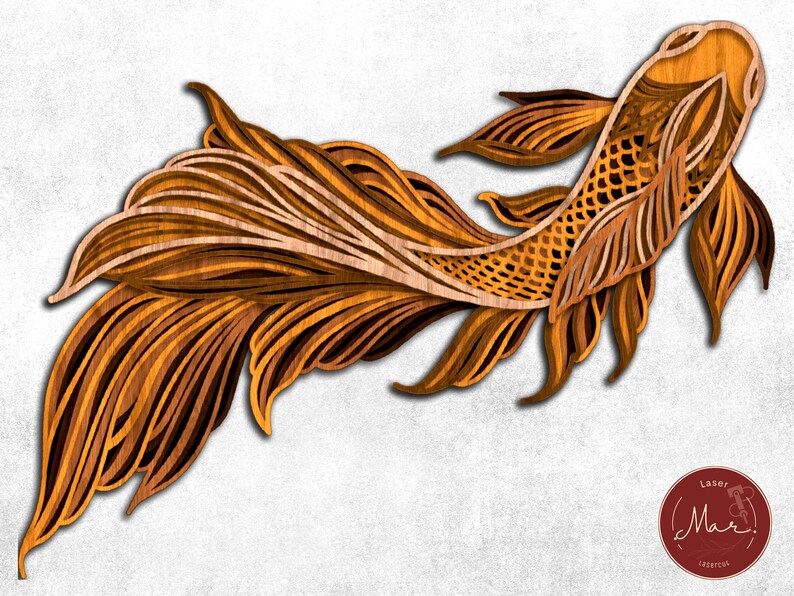 Multilayer Koi Fish Laser Cut File SVG Japanese Laser Cut Fish SVG ...