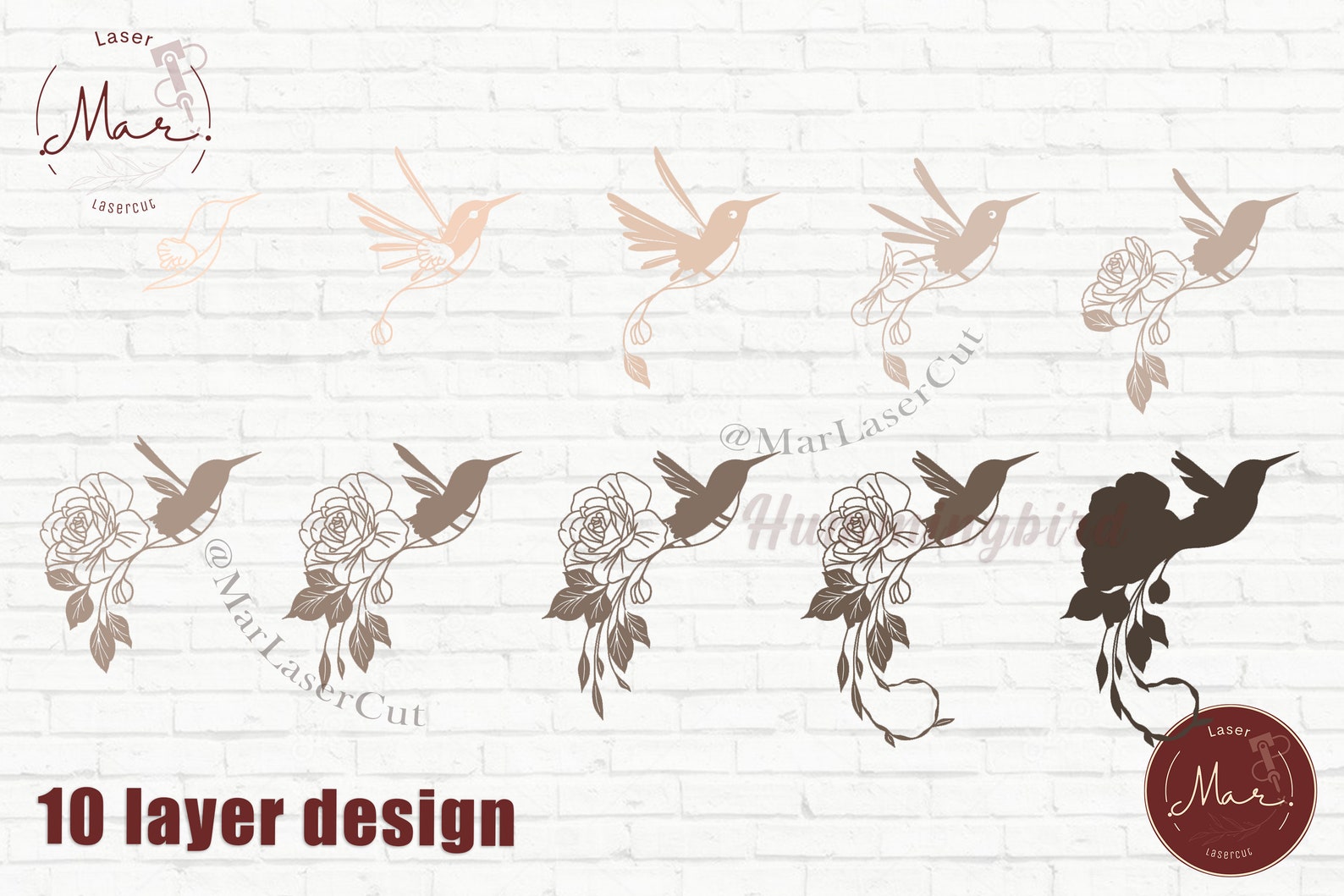 Multilayer Hummingbird Laser Cut 3D File SVG Mothers Day Multilayer ...