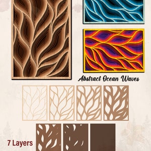 Abstract Waves Laser Cut 3D File Instant Download Ocean Multilayer ...