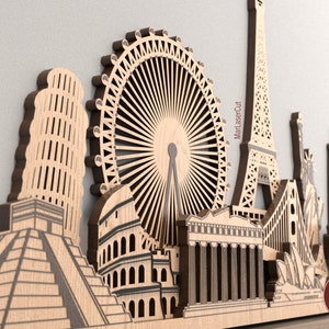 Multilayer World Landmarks Laser Cut File 3D Layered World Monuments ...