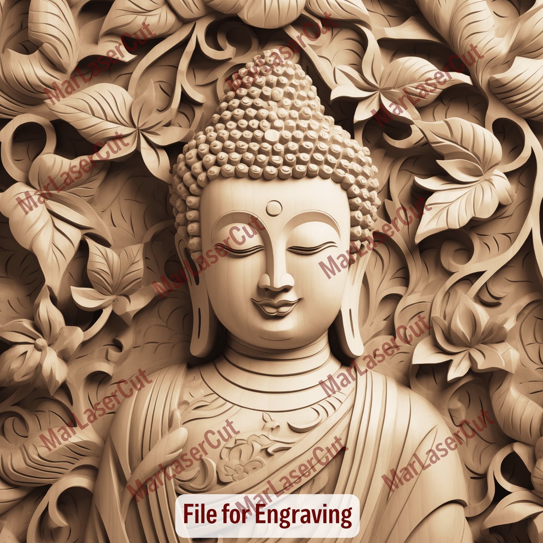 Laser Engraving Digital File Buddha Engraving Image PNG 3D Illusion for ...