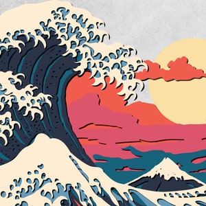 Multilayer Great Wave SVG Laser Cut File Paper Cutting Art Mandala Cut ...