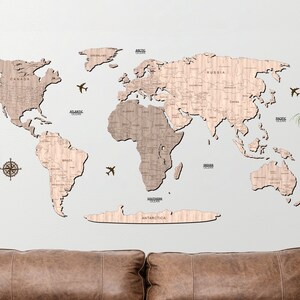 Map of the World Laser Cut File SVG Layered World Map Instant Download ...