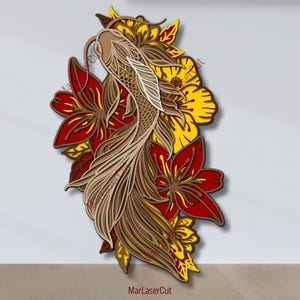 Multilayer Koi Fish Laser Cut File Layered Koi 3D Mandala SVG for ...