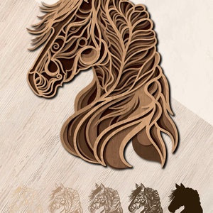 Multilayer Horse Laser Cut File 3D Horse Mandala Layered Dxf Dwg ...
