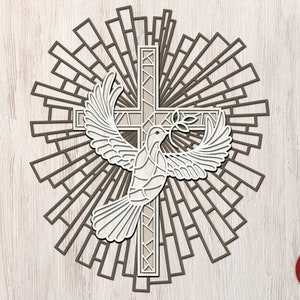 Layered Holy Dove With Cross Laser Cut File 3D Multilayer Cross Layered ...