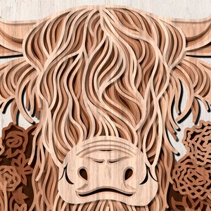 Multilayer Highland Cow Laser Cut File Layered Highland Cow Layered ...