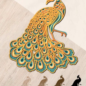 Multilayer Peacock Laser Cut File 3D Layered Peacock Layered Dxf Dwg ...